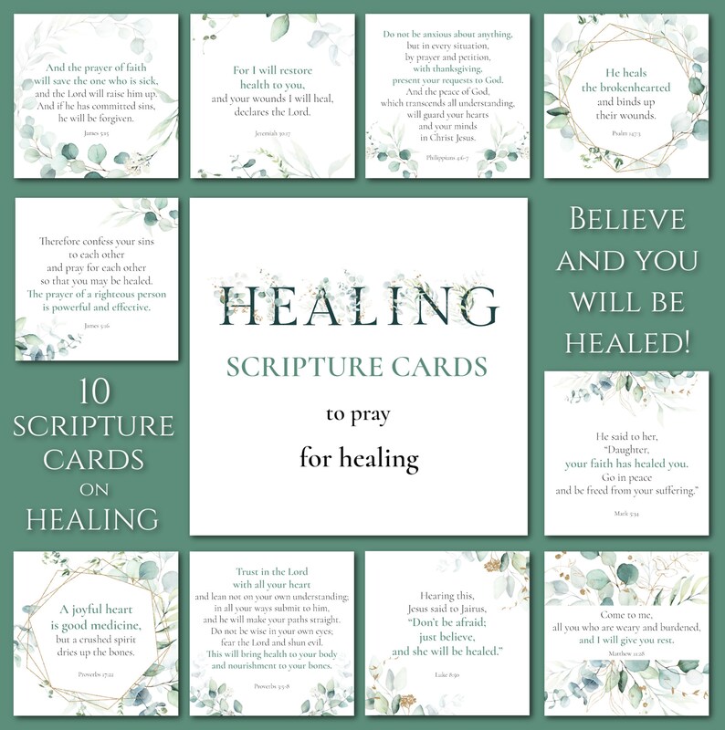 HEALING Scripture Cards Printable, Healing Bible Verse Cards, Healing ...