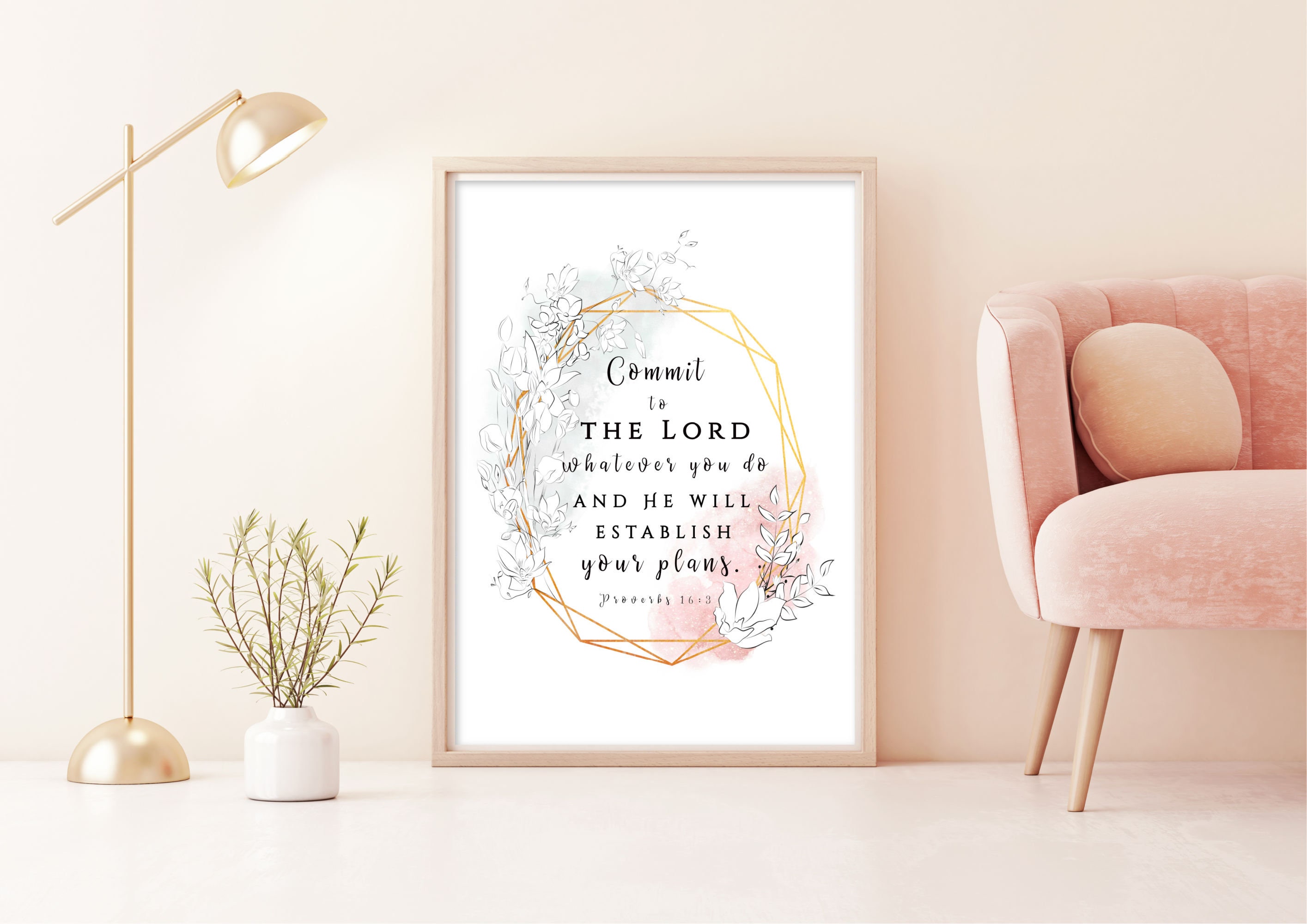 Commit to the Lord Printable Wall Art Proverbs 16 3 - Etsy