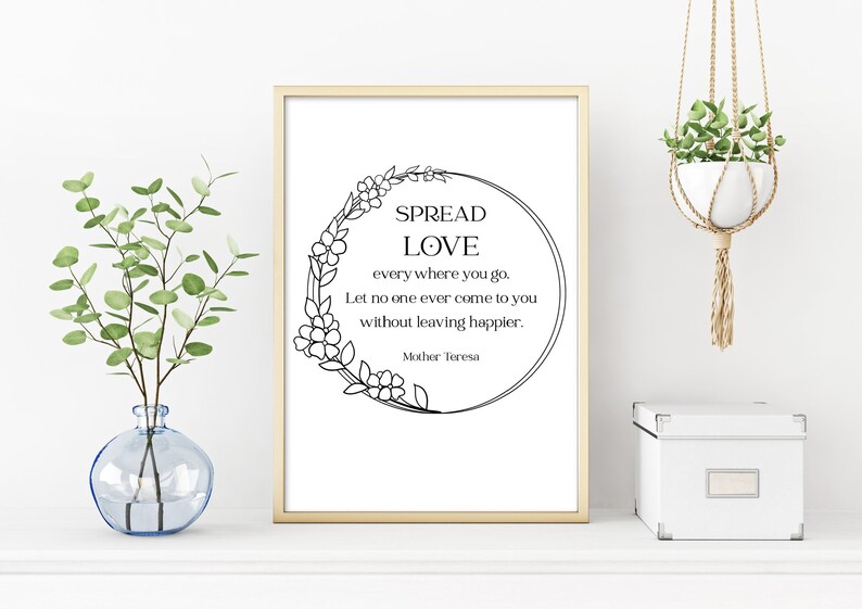 Spread Love Printable, Mother Theresa Quote Wall Art, Mother Theresa ...