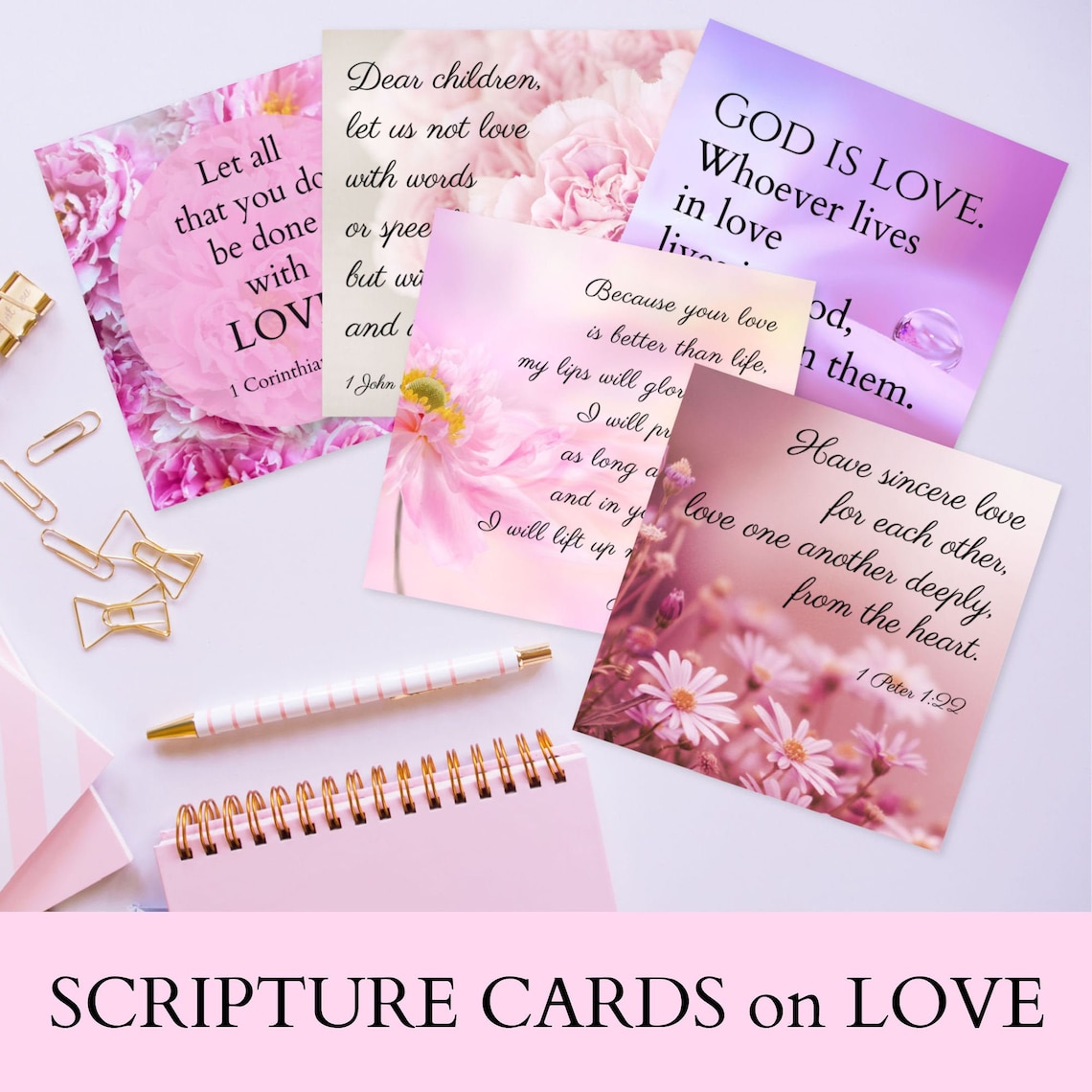 LOVE Scripture Cards Printable, Bible Verse Cards, Scripture Cards ...