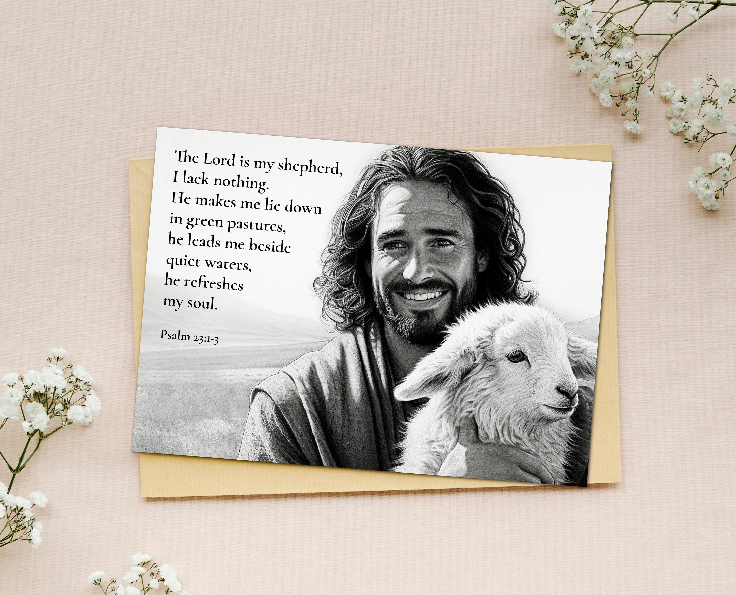 Jesus the Good Shepherd Greeting Card Printable, Christ Greeting Card ...
