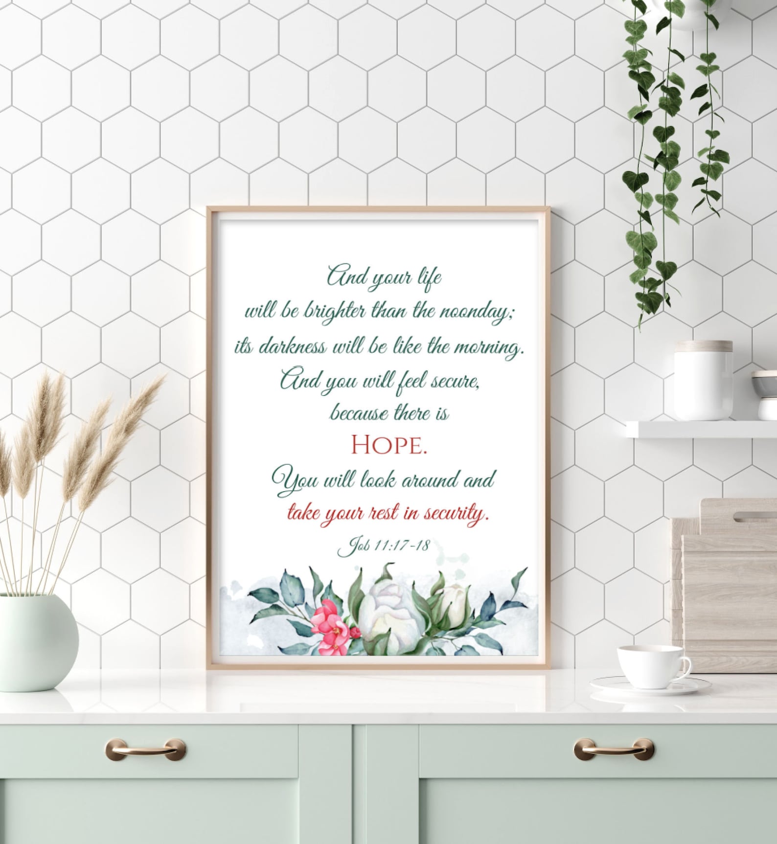 HOPE Printable Wall Art, Job 11 17-19, Hope Wall Art, Christian Wall ...