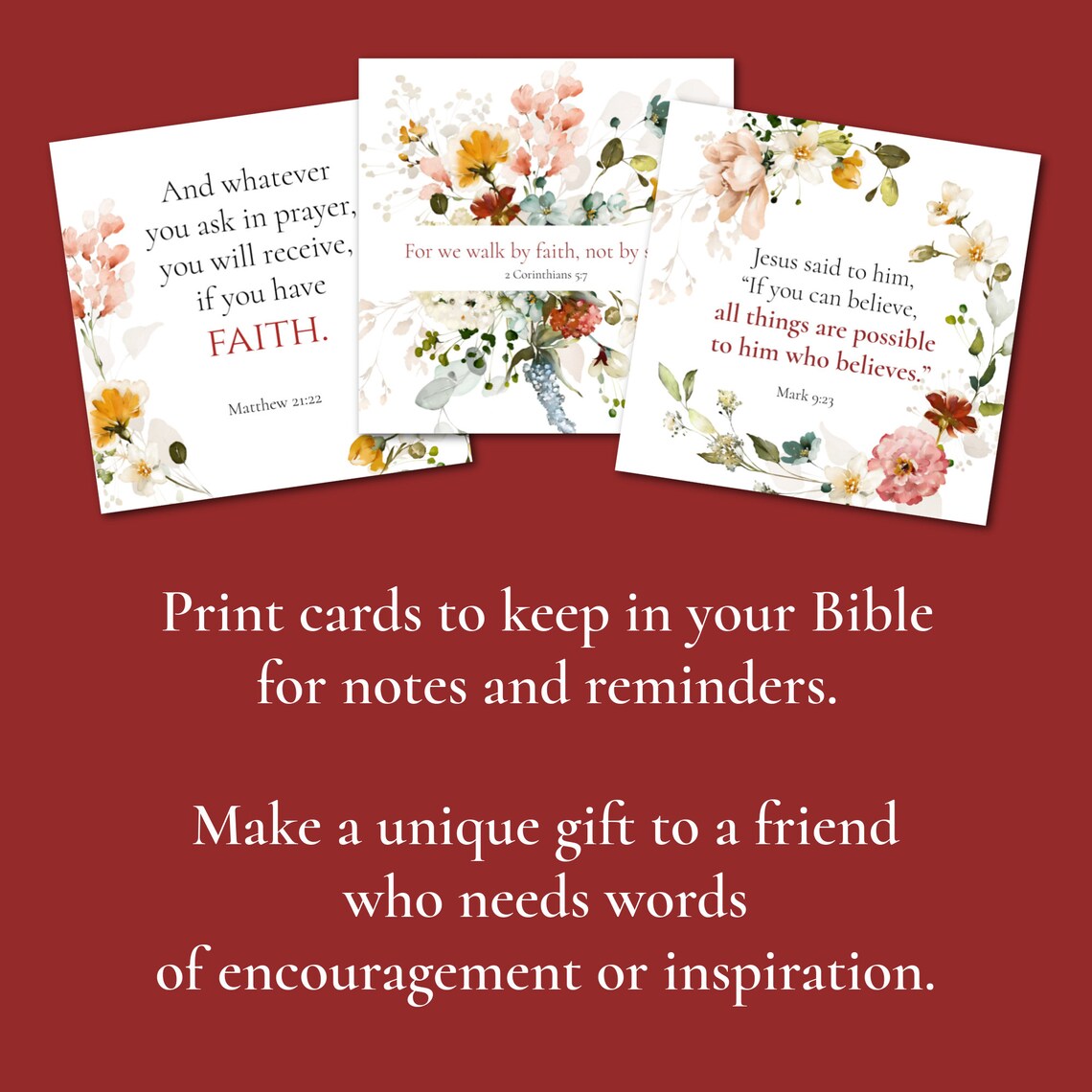 FAITH Scripture Cards Printable, Faith Bible Verse Cards, Faith ...