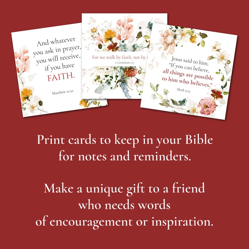 FAITH Scripture Cards Printable, Faith Bible Verse Cards, Faith ...