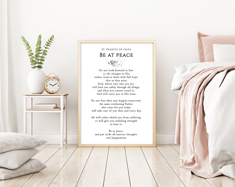 Be at Peace Prayer Printable, St. Francis De Sales Prayer Print, Prayer ...