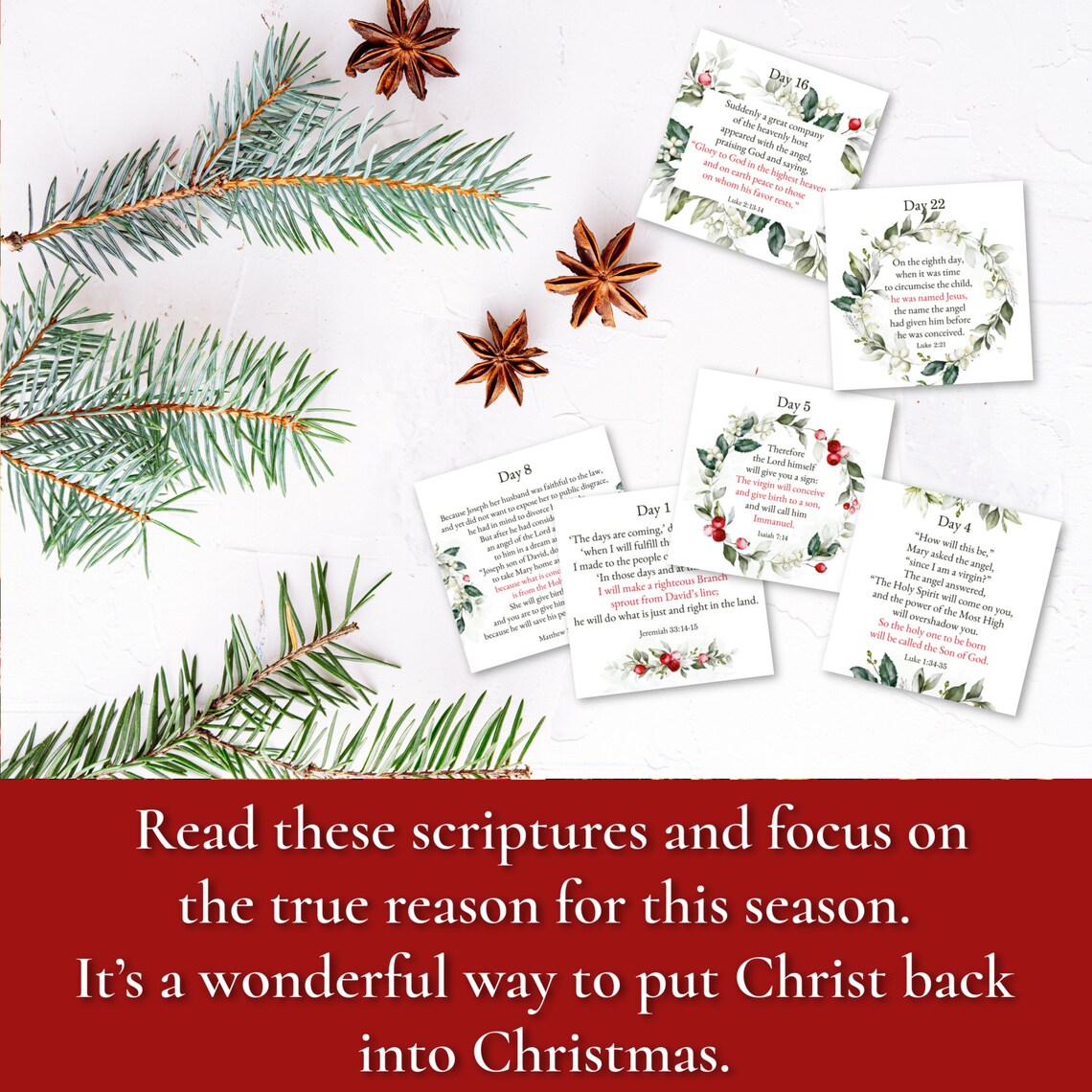 Advent Scripture Calendar Printable, Advent Calendar DIY, Christmas ...