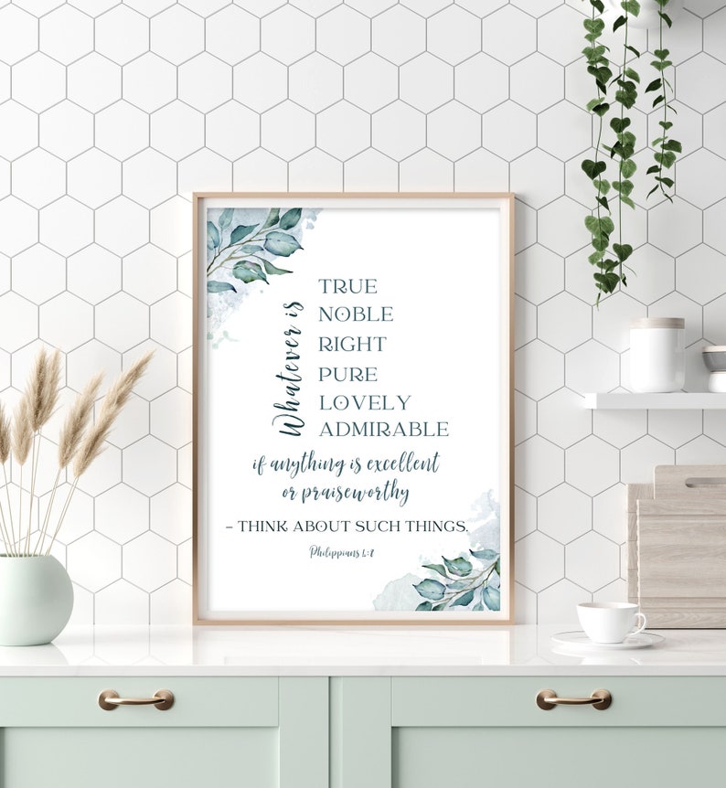 Philippians 4 8 Printable Wall Art, Whatever is True, Scripture Wall ...