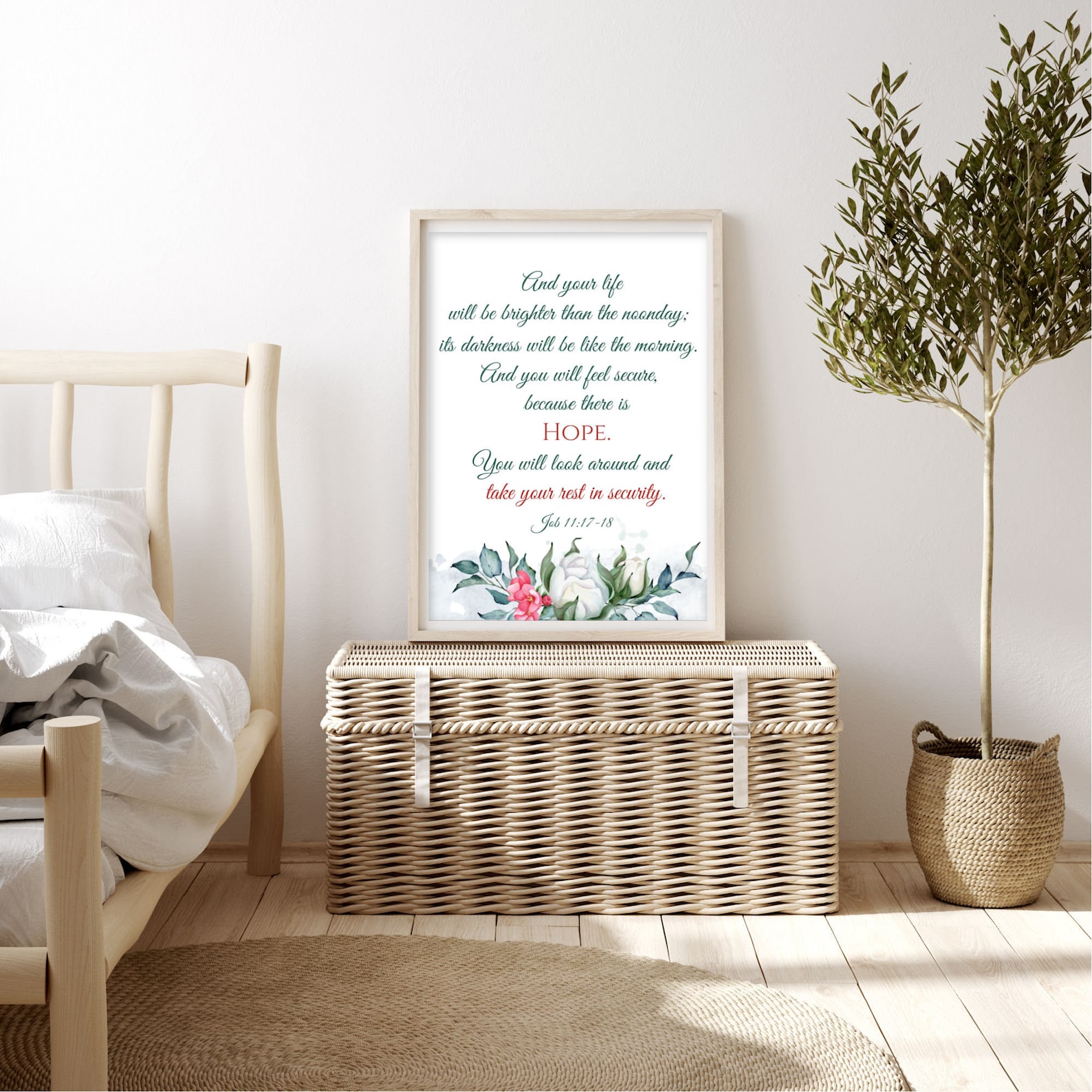HOPE Printable Wall Art, Job 11 17-19, Hope Wall Art, Christian Wall ...