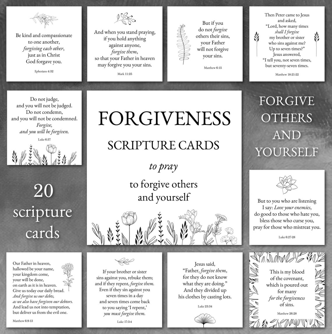Forgiveness Scripture Cards Printable Forgive Bible Verse - Etsy