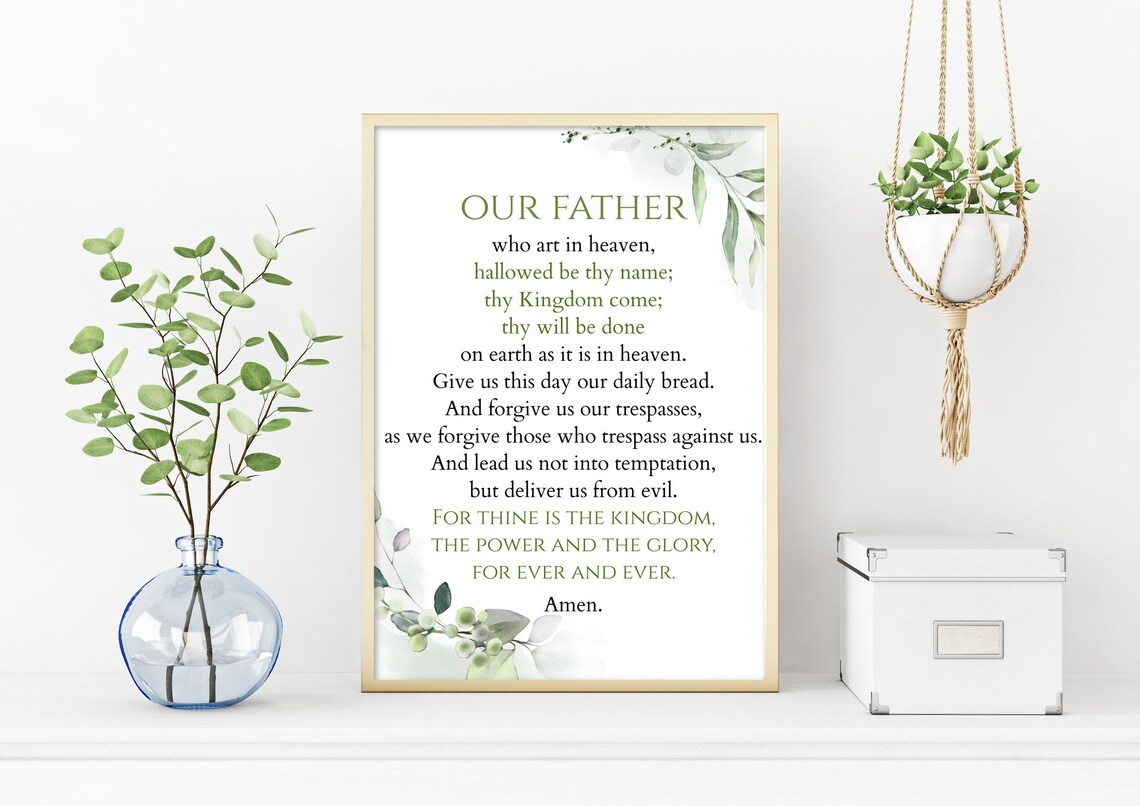 The Lord's Prayer Printable, Our Father Prayer Print, Catholic Prayer ...