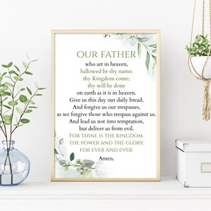 The Lord's Prayer Printable, Our Father Prayer Print, Catholic Prayer ...