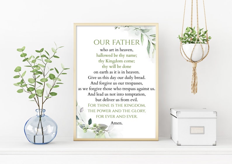 The Lord's Prayer Printable, Our Father Prayer Print, Catholic Prayer ...