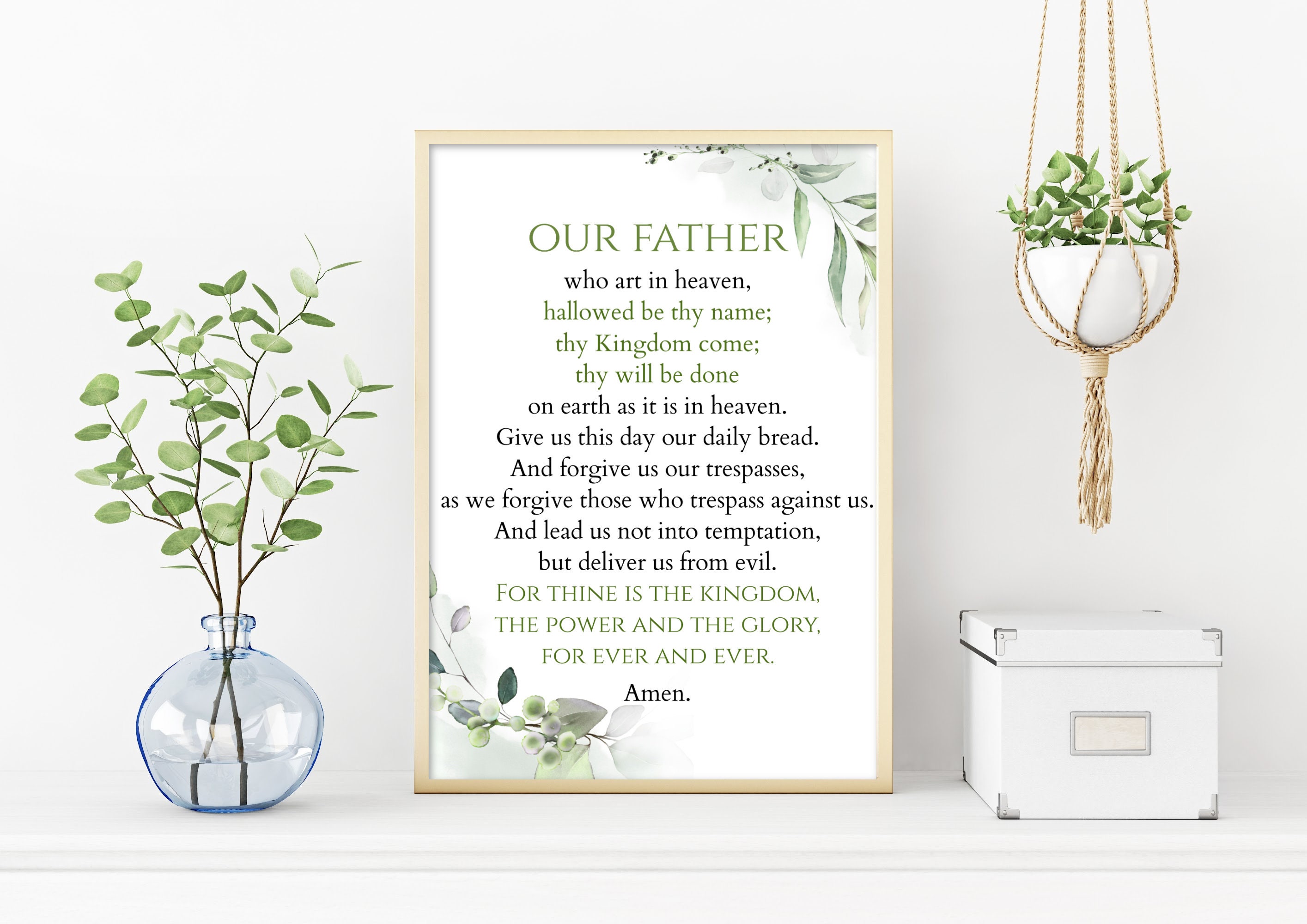 The Lord's Prayer Printable, Our Father Prayer Print, Catholic Prayer ...