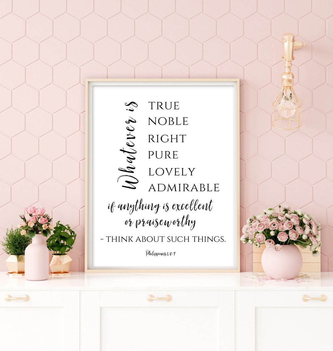 Philippians 4 8 Printable Wall Art, Whatever is True, Scripture Wall ...