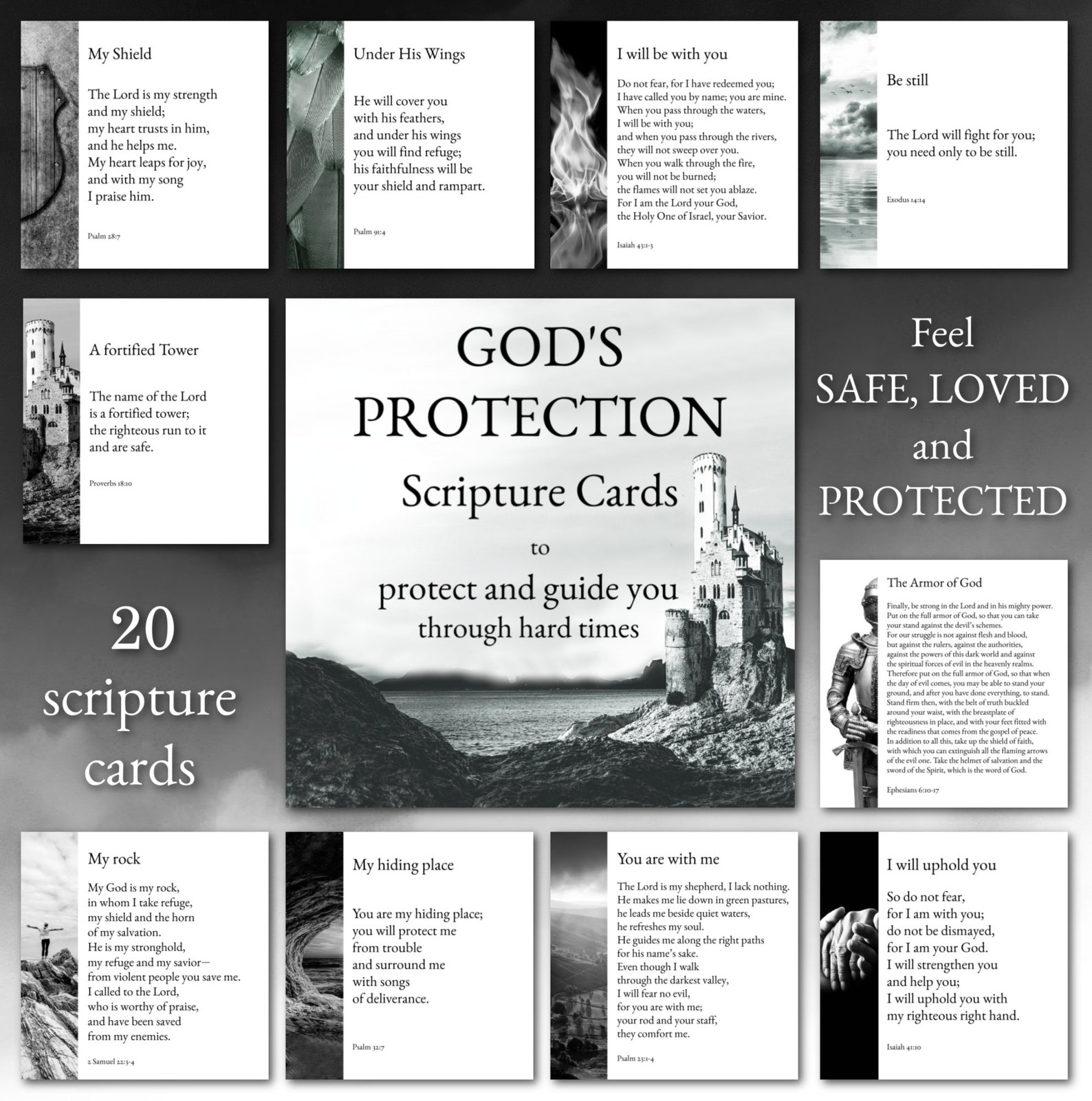 God's Protection Scripture Cards Printable, God's Protection Bible ...
