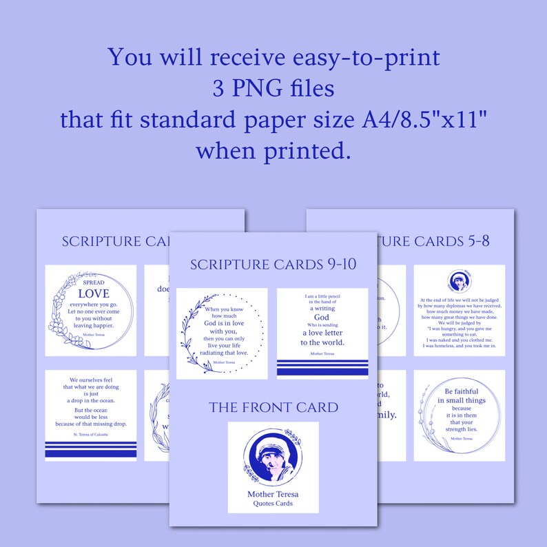 Mother Teresa Quotes Cards Printable, St Teresa of Calcutta Quote Cards ...