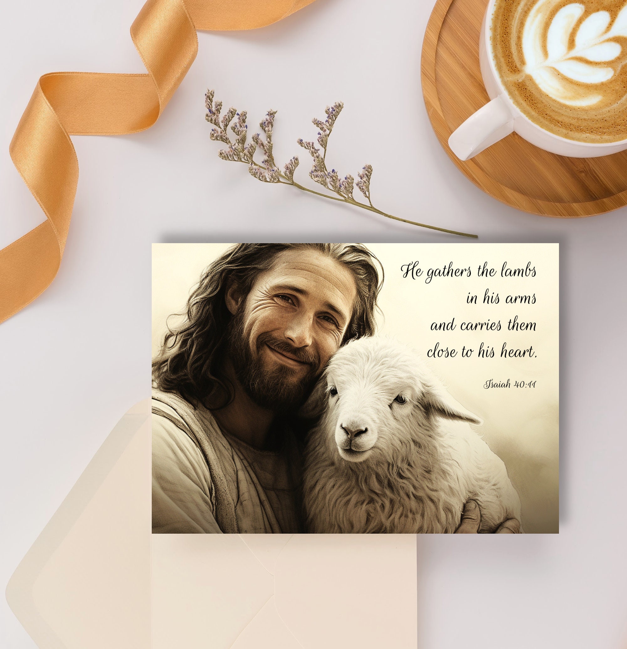 Jesus the Good Shepherd Greeting Card Printable, Christ Greeting Card ...