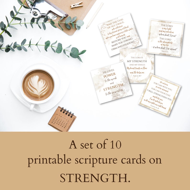 STRENGTH Scripture Cards Printable, Bible Verse Cards, Christian Note ...