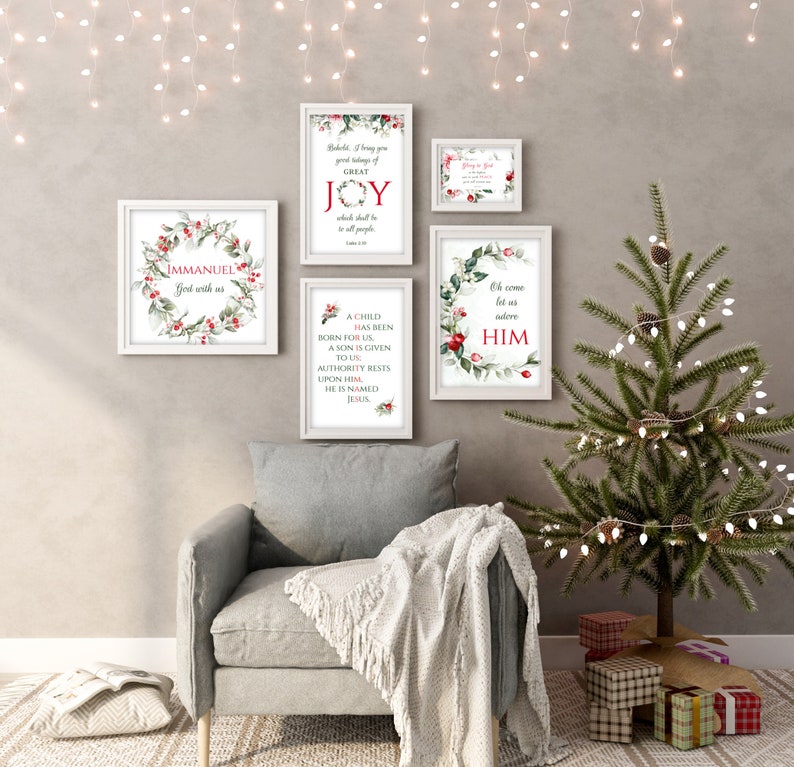 Christmas Bible Verse Printables, Christmas Wall Art Bundle Printable ...