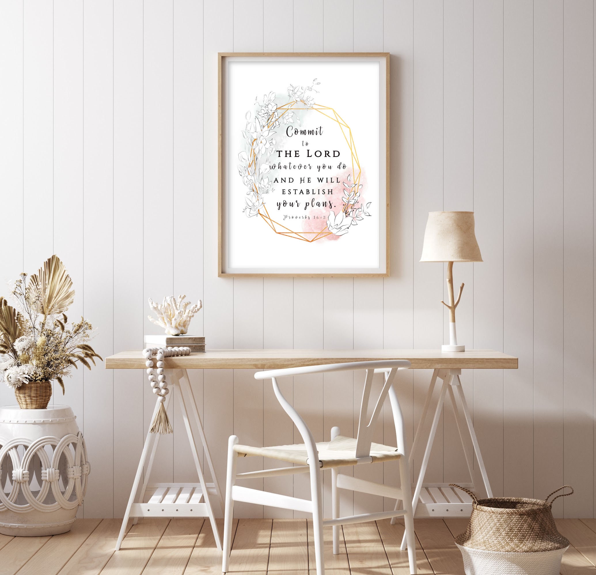 Commit to the Lord Printable Wall Art, Proverbs 16 3, Scripture ...