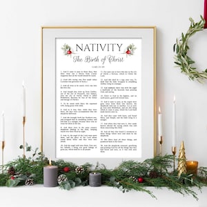Nativity the Birth of Christ Printable, Nativity Scripture Print, Luke ...