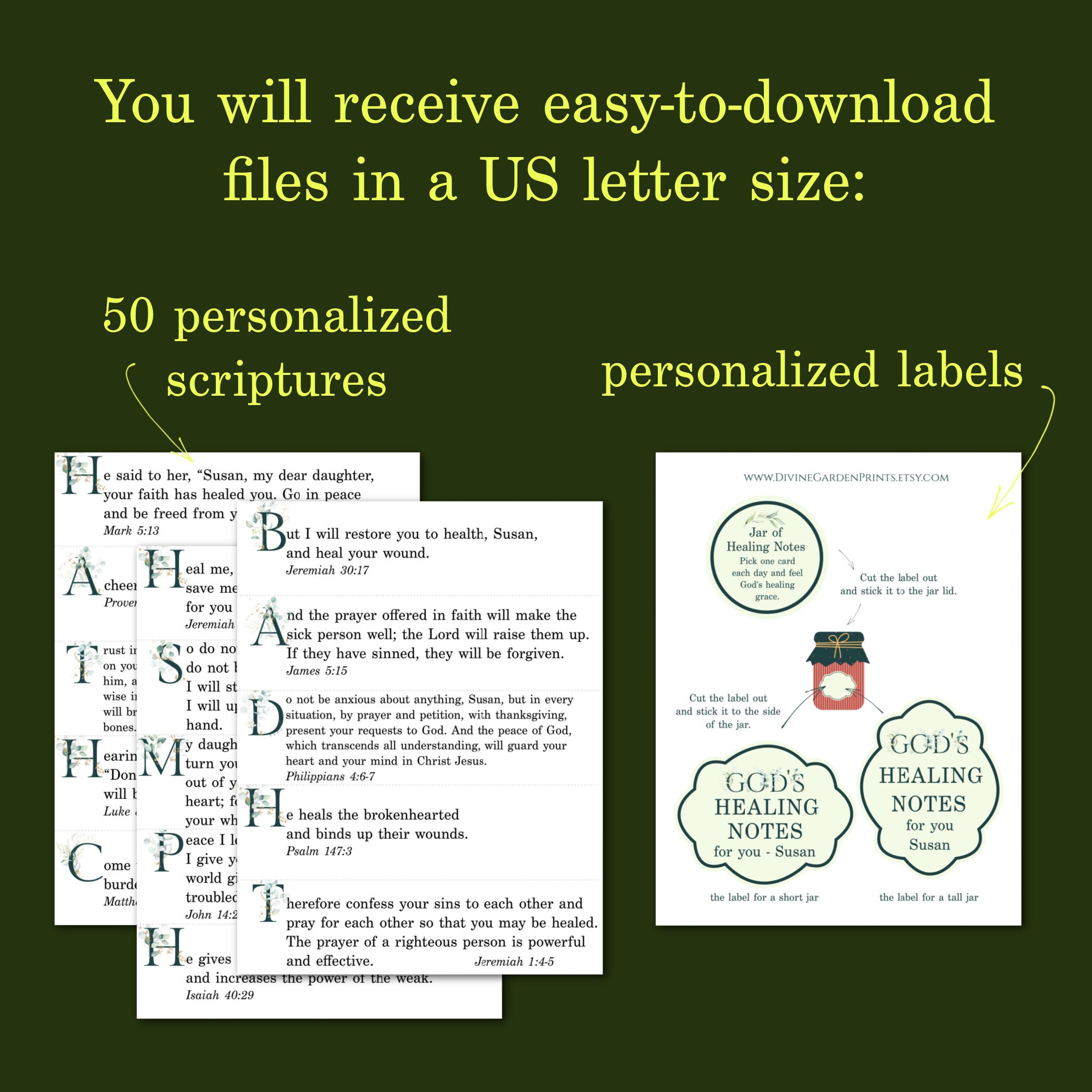 Personalized Scripture Cards Jar DIY, God's Healing Notes Scripture ...