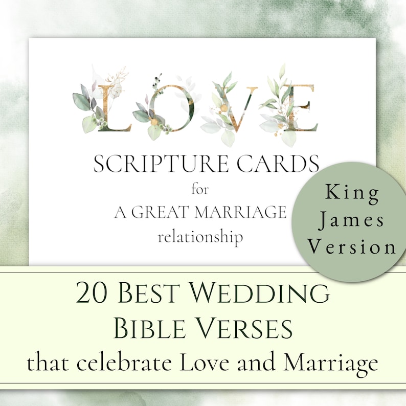 LOVE Scripture Cards KJV Printable, Wedding Bible Verses, Marriage ...