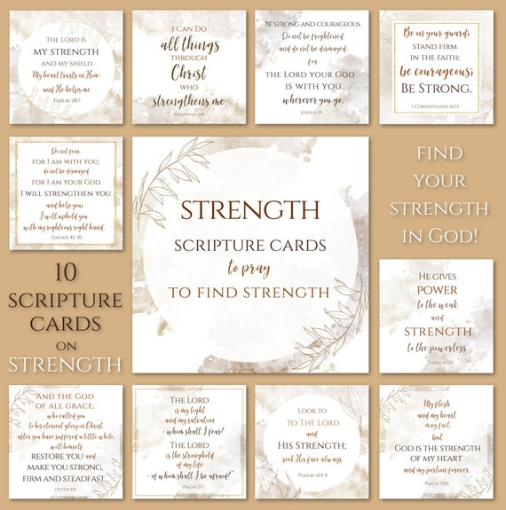 STRENGTH Scripture Cards Printable Bible Verse Cards | Etsy