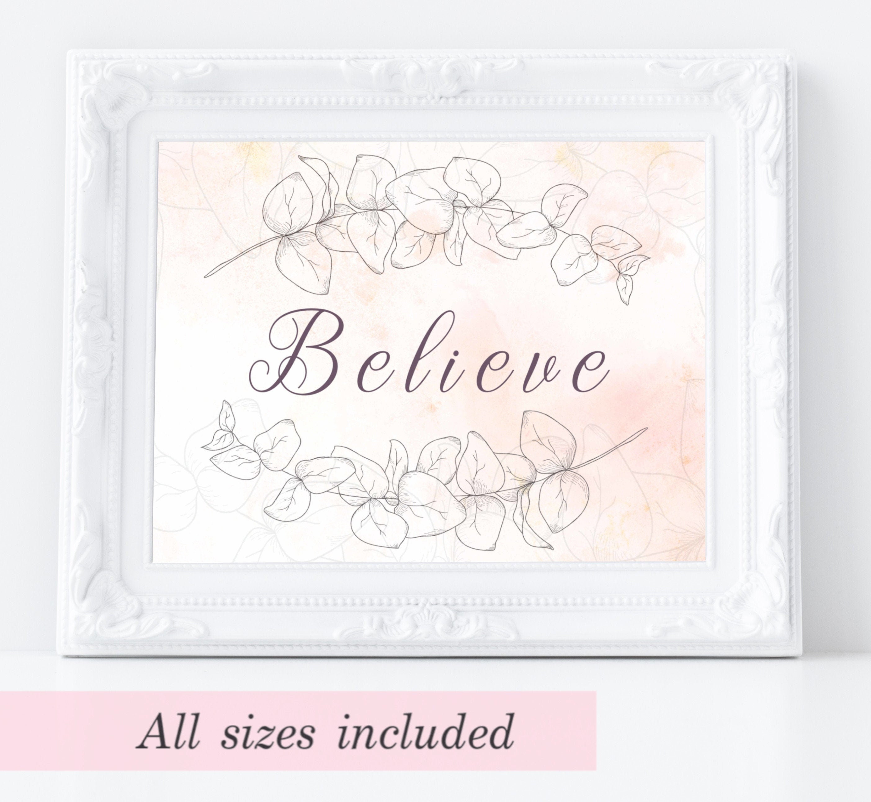 BELIEVE Printable, Wall Art Printable, BELIEVE Wall Art, BELIEVE ...