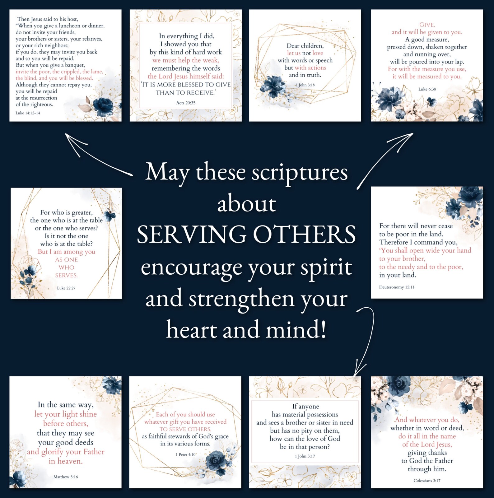 Serving Others Scripture Cards Printable, Serving Others Bible Verse ...