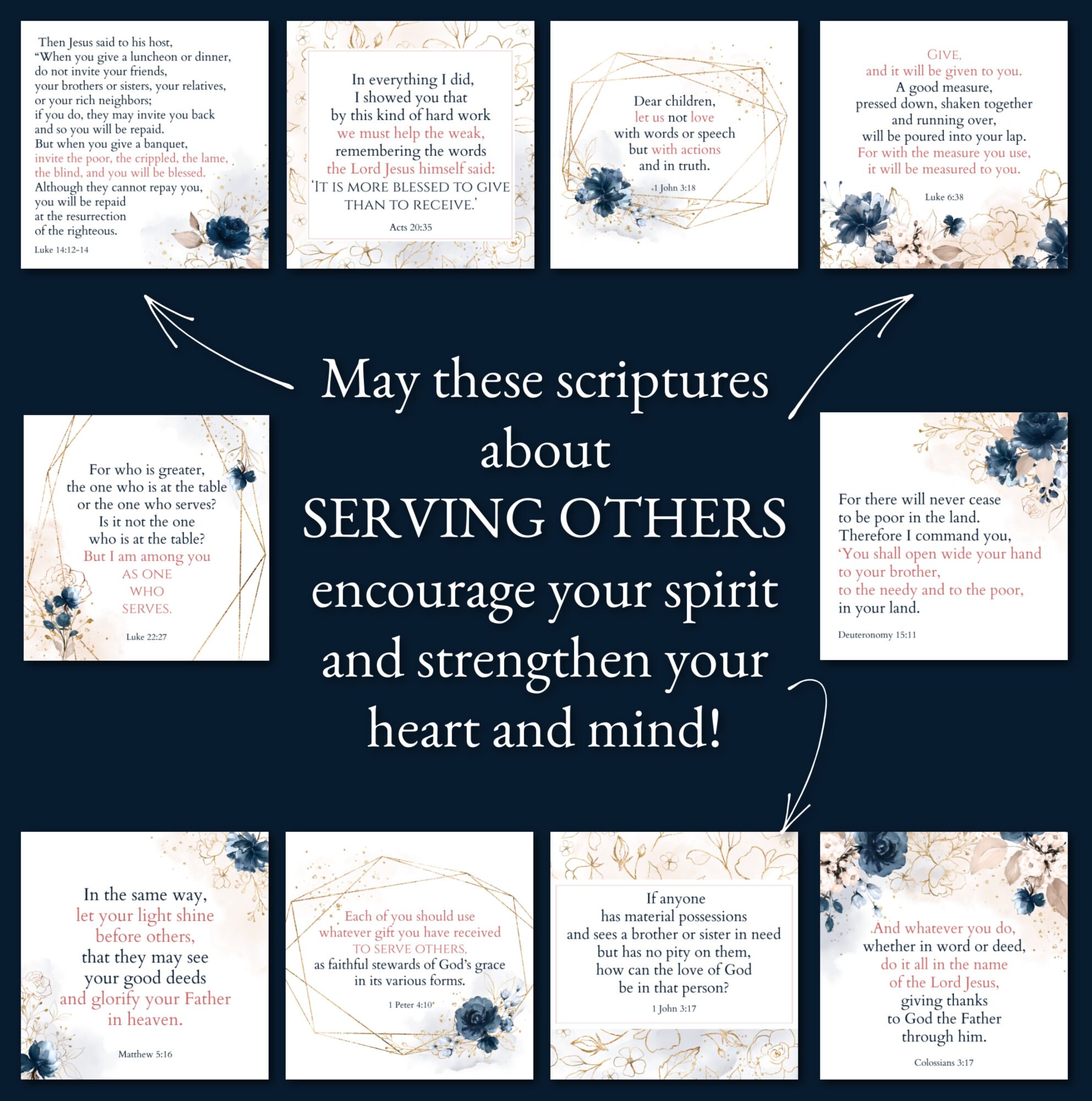 Serving Others Scripture Cards Printable Serving Others Bible - Etsy