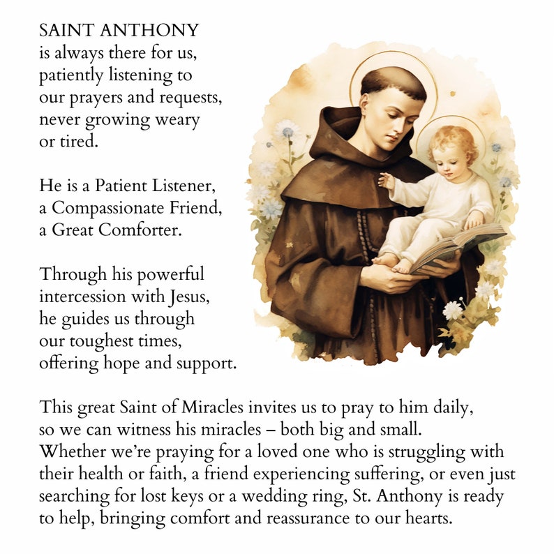 Unfailing Prayer to St. Anthony Printable, St. Anthony of Padua Prayer ...