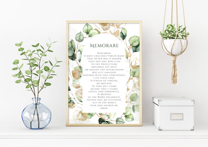 Memorare Prayer to Virgin Mary Printable, Memorare to the Blessed ...
