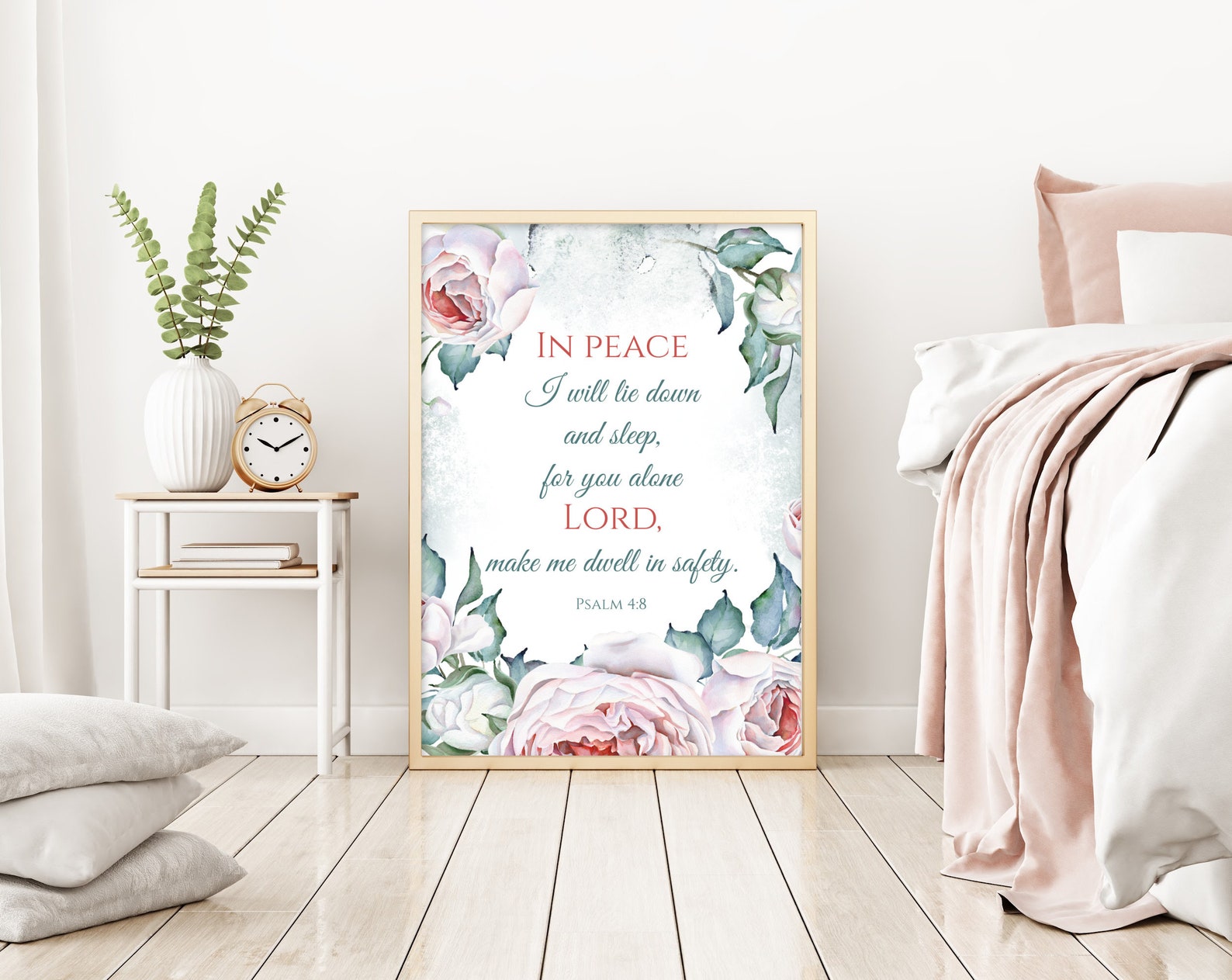 Psalm 4:8 Printable Scripture Wall Art - Etsy