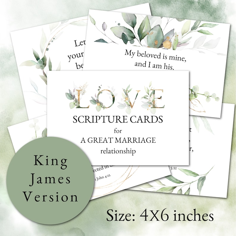LOVE Scripture Cards KJV Printable, Wedding Bible Verses, Marriage ...