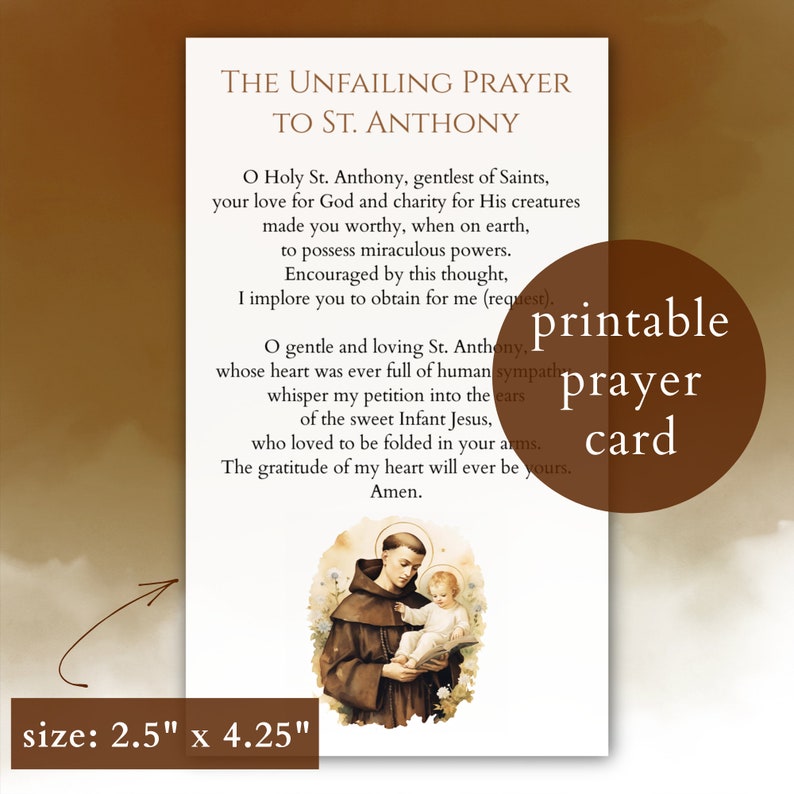 Unfailing Prayer to St. Anthony Printable, St. Anthony of Padua Prayer ...