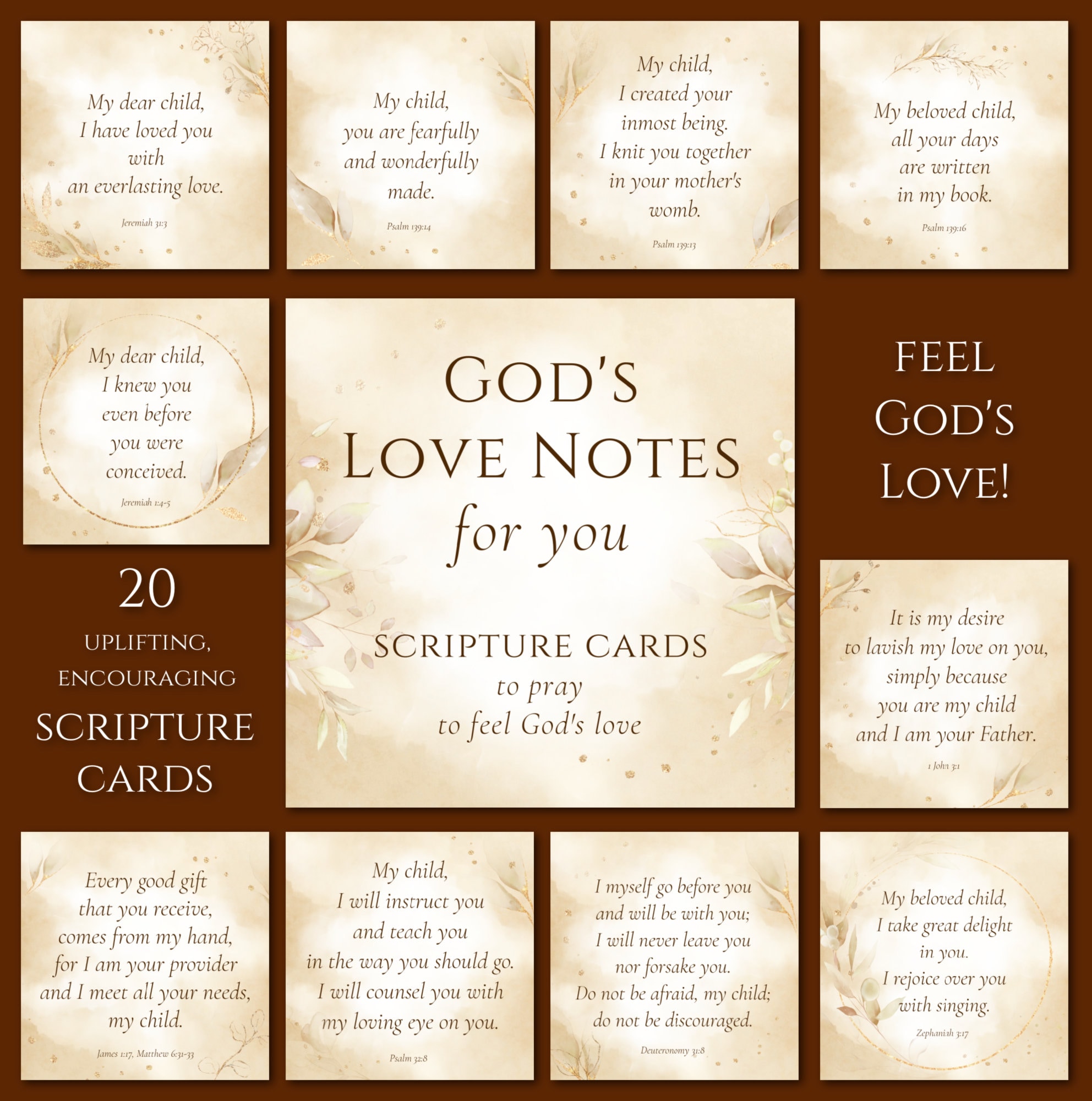 God's LOVE Notes Scripture Cards Printable, Bible Verse Cards, Gods ...