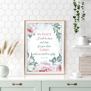 Psalm 4:8 Printable Scripture Wall Art - Etsy