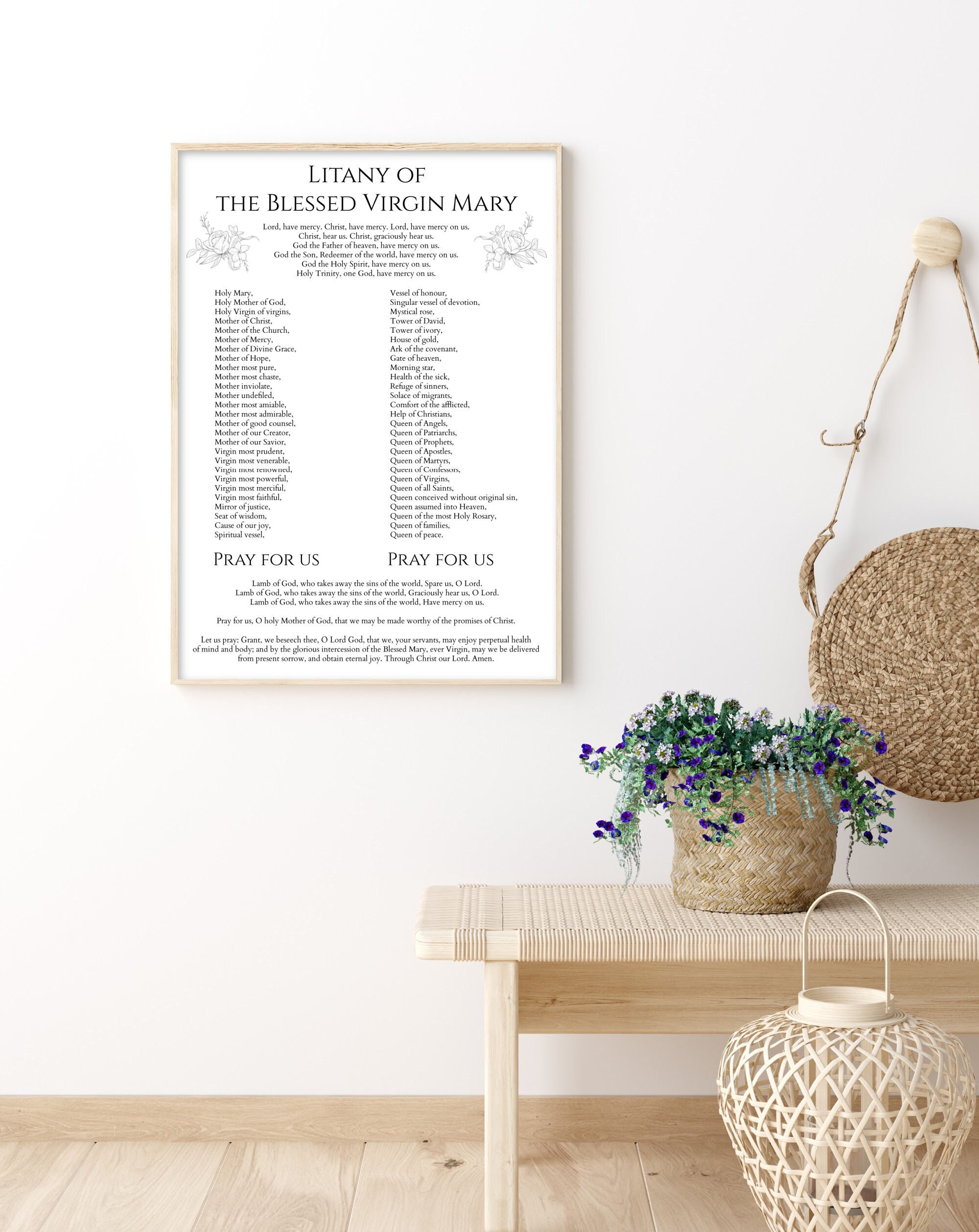 Litany of the Blessed Virgin Mary Prayer Printable, Catholic Prayer ...