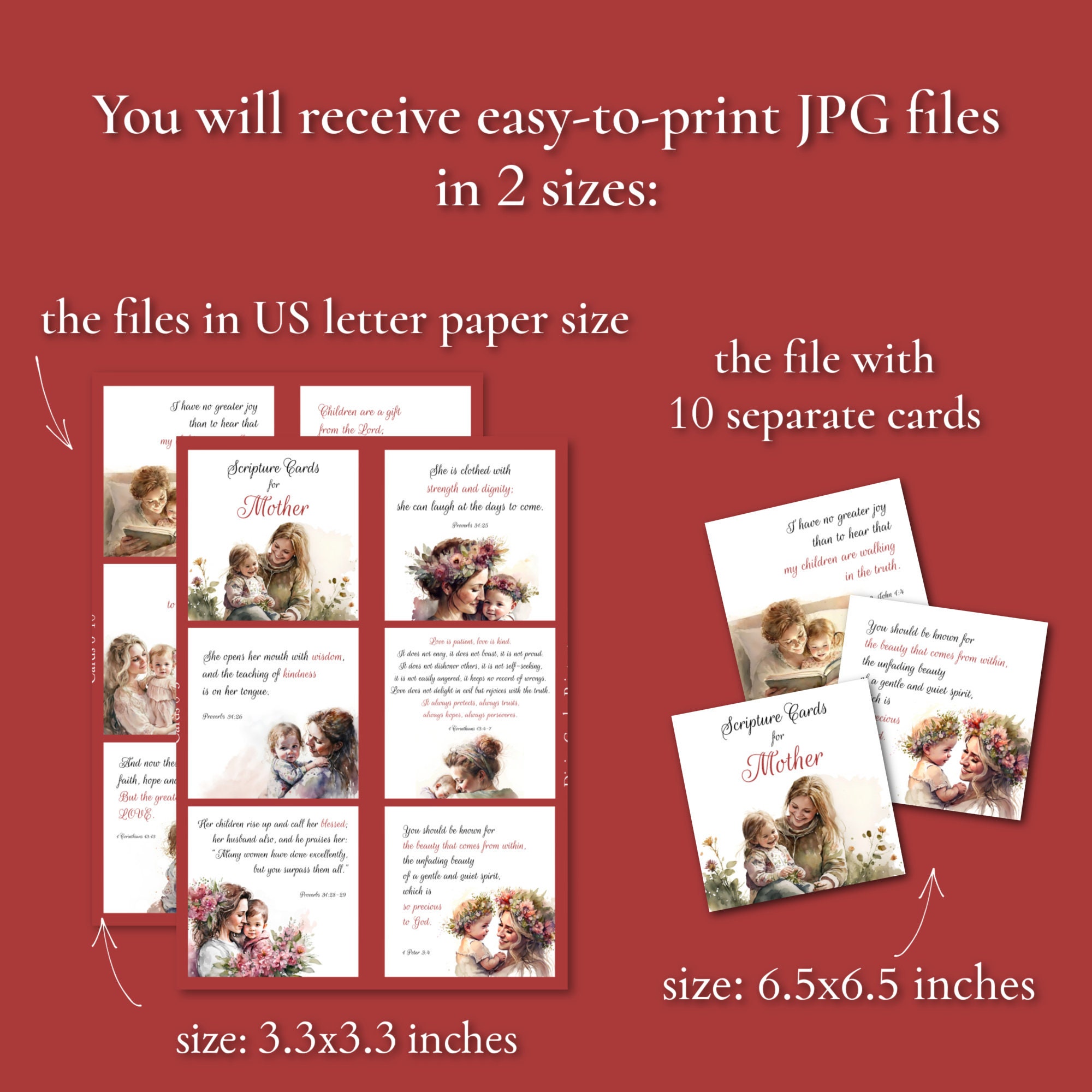 Mother's Scripture Cards Printable, Bible Verse Cards for Mom, Mother's ...