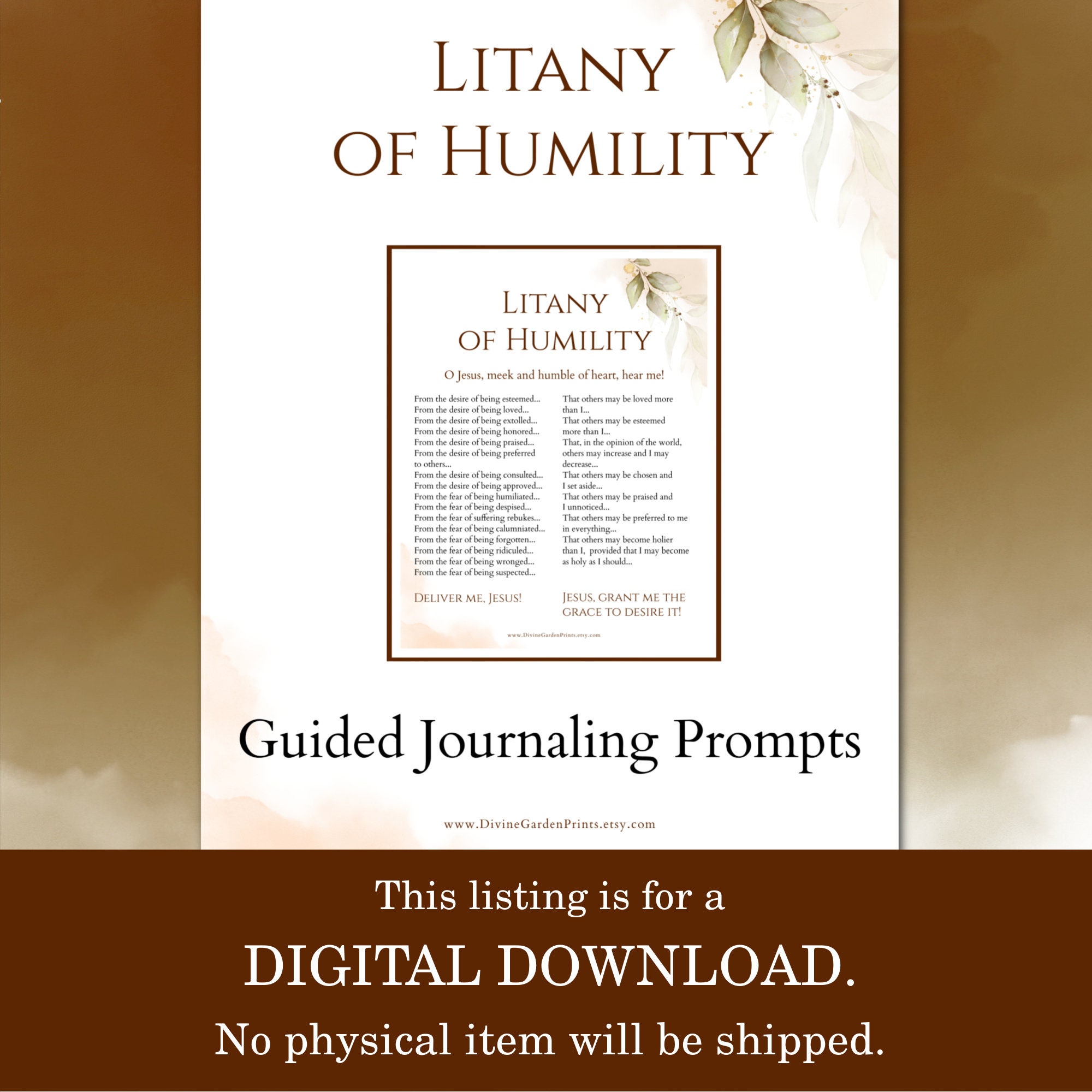 Litany of Humility Prayer Guided Journaling Ebook, Humility Prayer ...