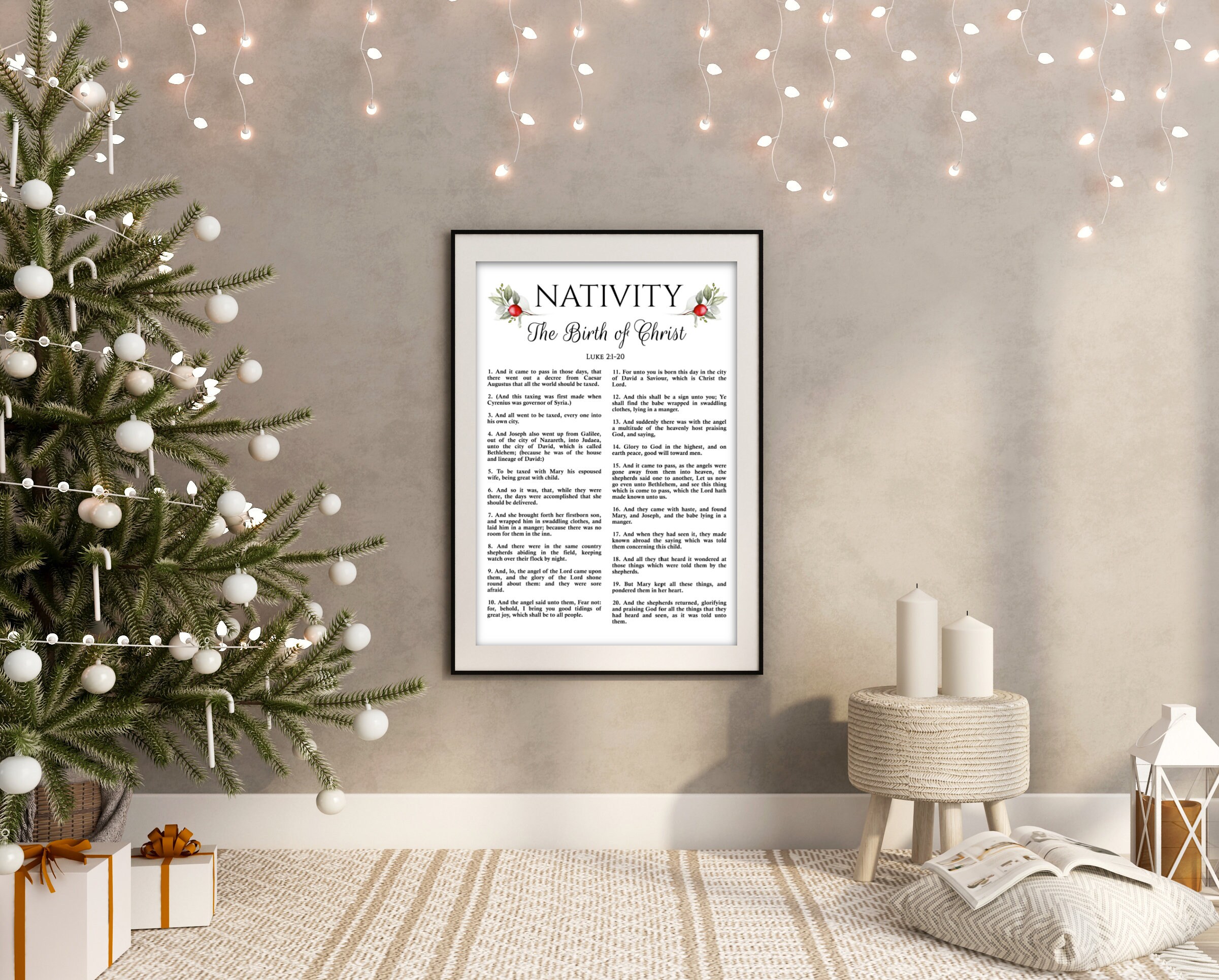 Nativity the Birth of Christ Printable, Nativity Scripture Print, Luke ...