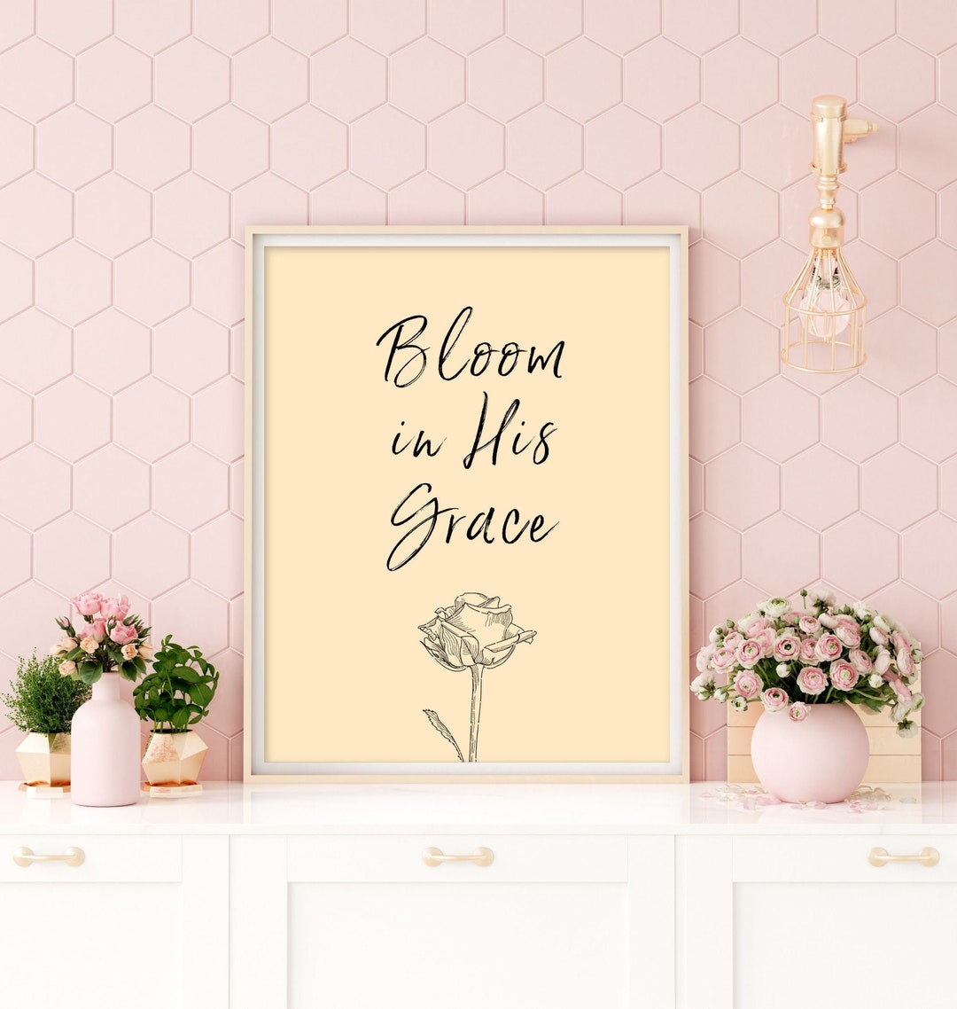 Bloom in His Grace Printable, Bible Verse Wall Art, Scripture Wall Art ...