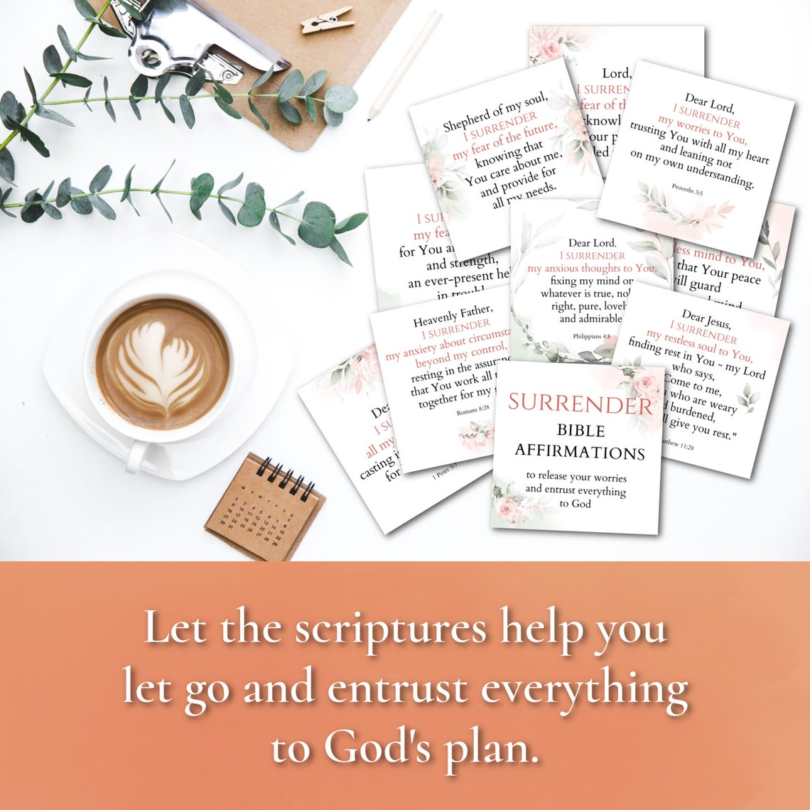Surrender Bible Verses Cards, Bible Affirmations, Surrender Scripture ...