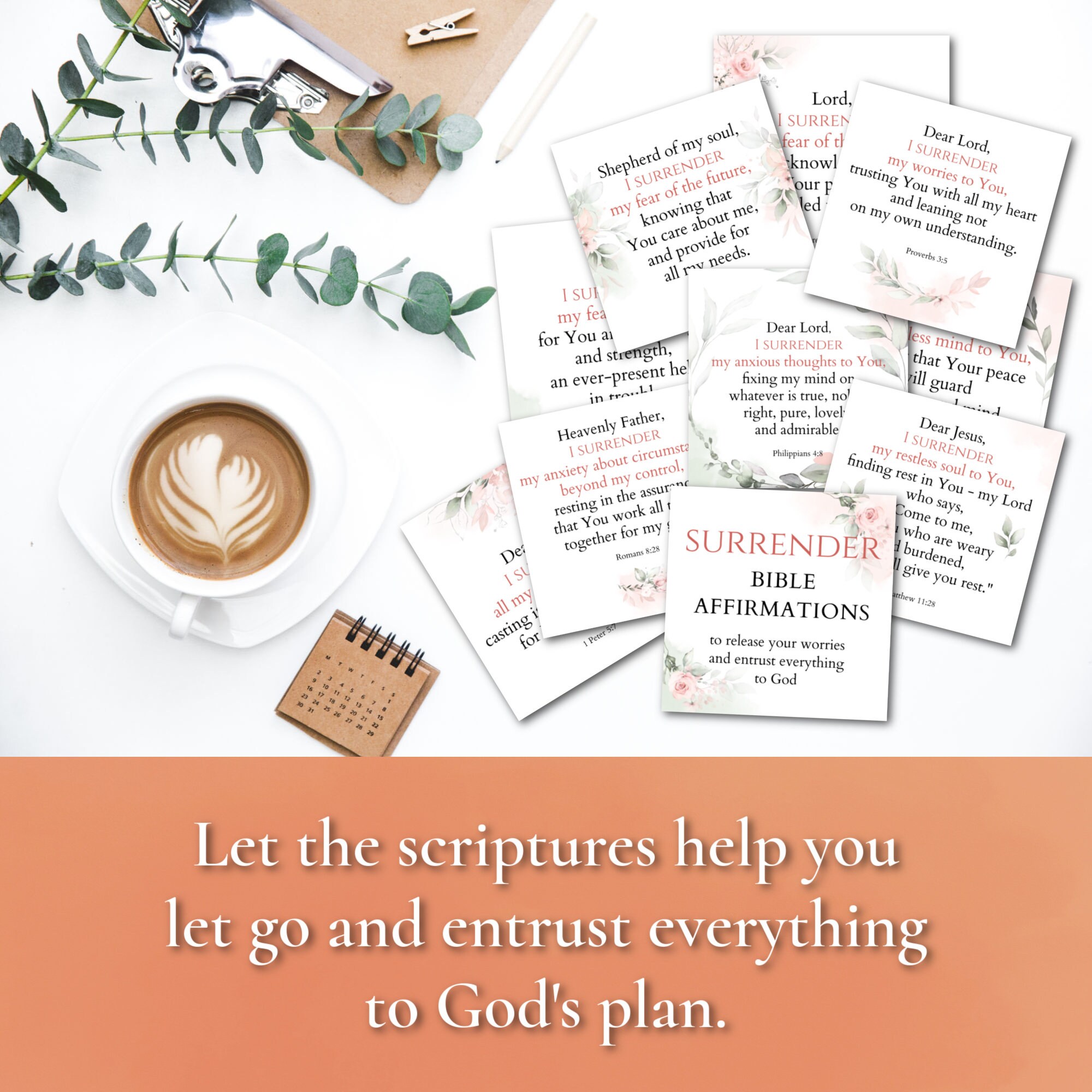 Surrender Bible Verses Cards, Bible Affirmations, Surrender Scripture ...