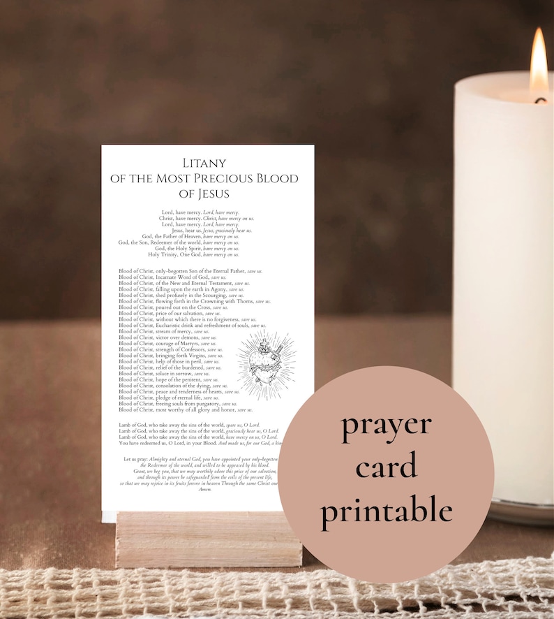 Litany of the Most Precious Blood of Jesus Prayer Card Printable ...