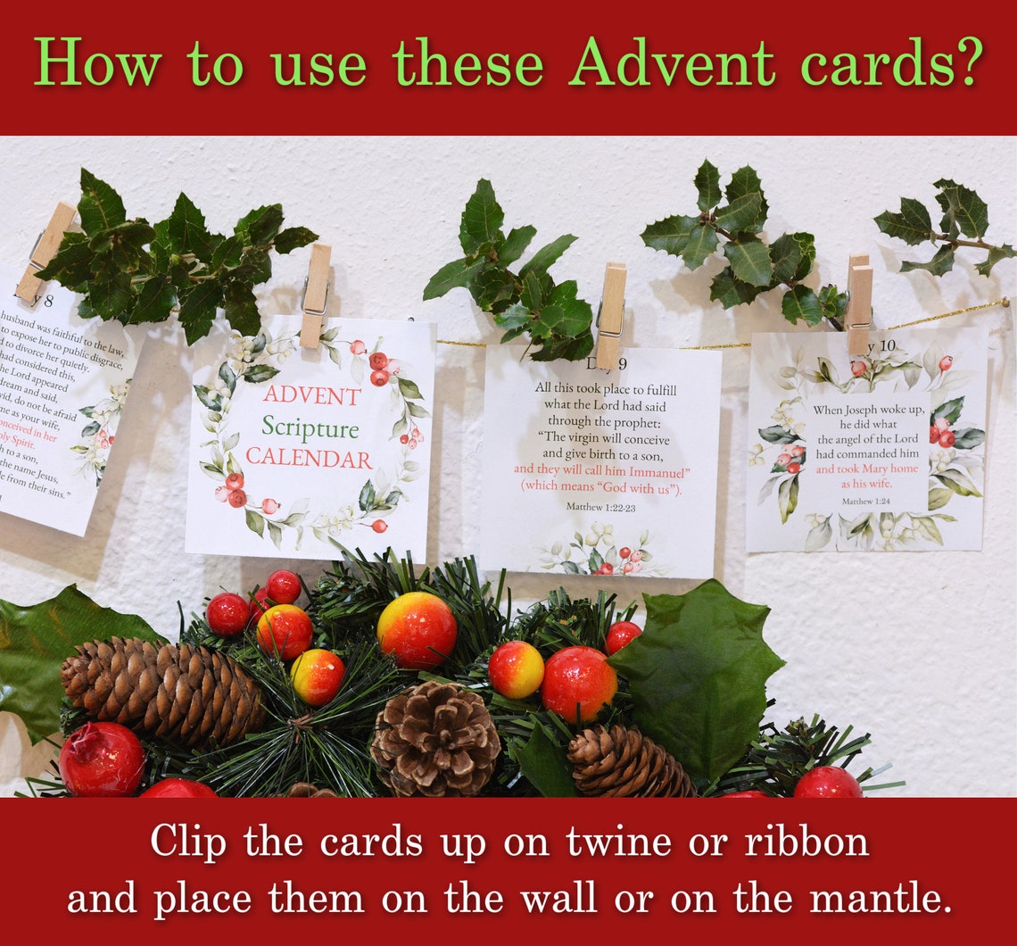 Advent Scripture Calendar Printable, Advent Calendar DIY, Christmas ...