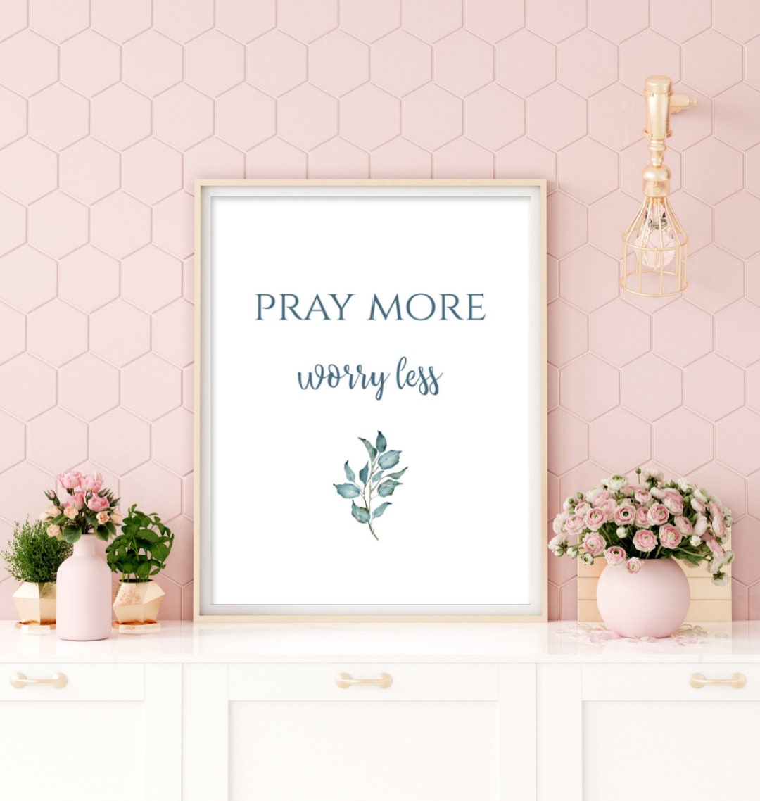 Pray More Worry Less Printable Wall Art, Christian Wall Art, Christian ...
