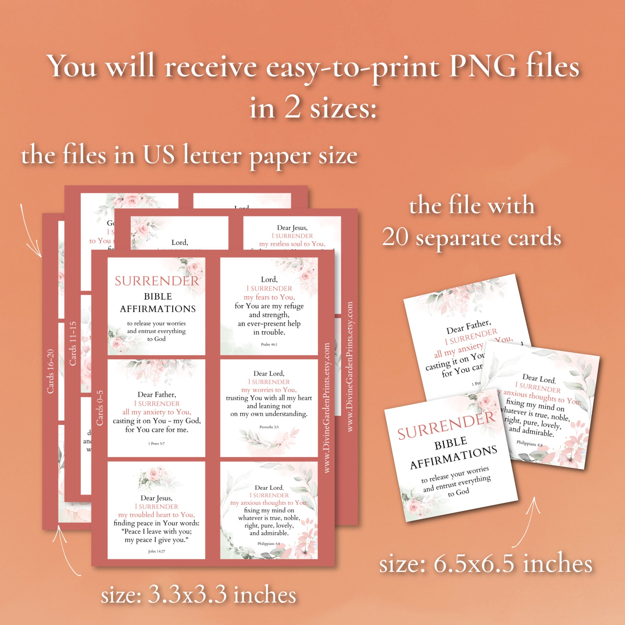 Surrender Bible Verses Cards, Bible Affirmations, Surrender Scripture ...