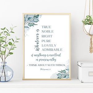 Philippians 4 8 Printable Wall Art, Whatever is True, Scripture Wall ...